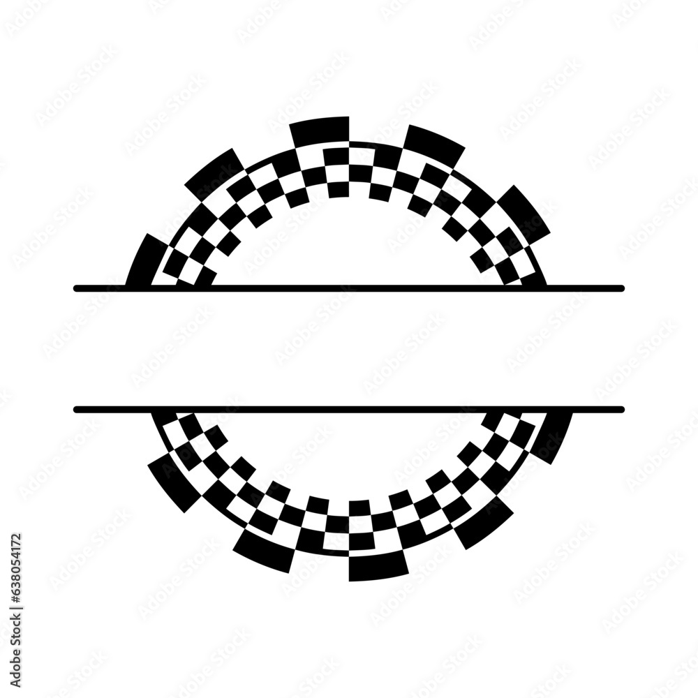 Racing Sport Checkered Pattern Split Frame, Copy space for monogram ...