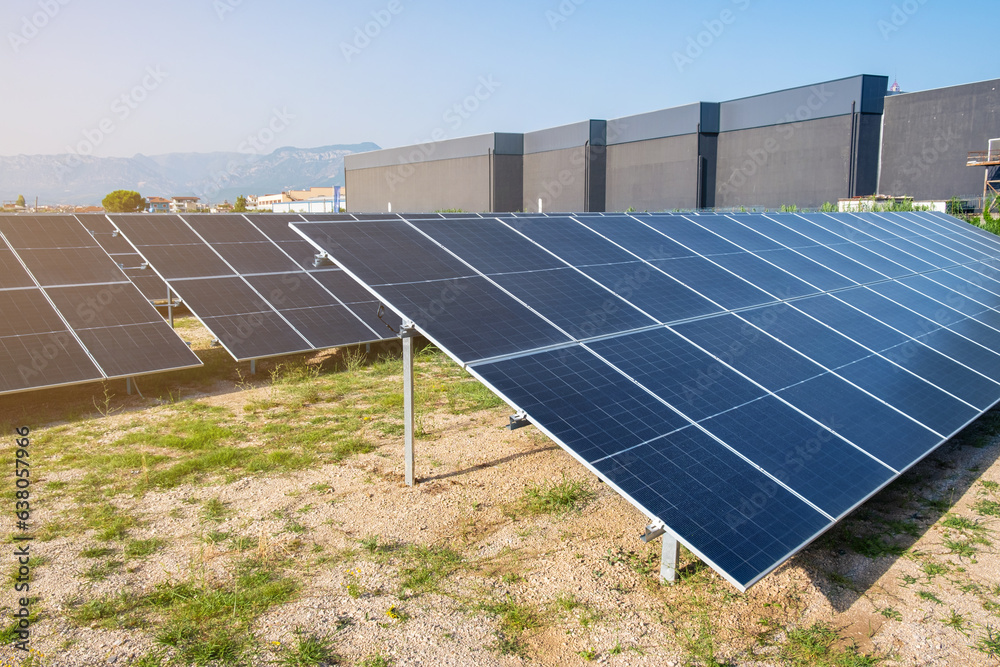 Solar photovoltaic panels in solar farm used to produce mill in a flour ...