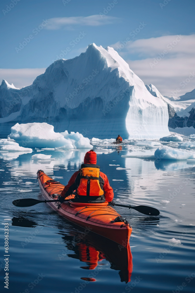 lonely journey to island of ice winter kayaking in antarctica. sports ...