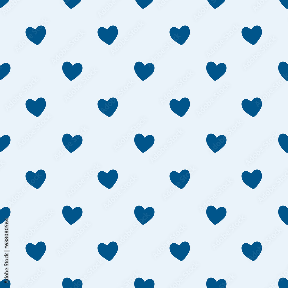 Seamless blue heart pattern on light background.Simple heart shape ...