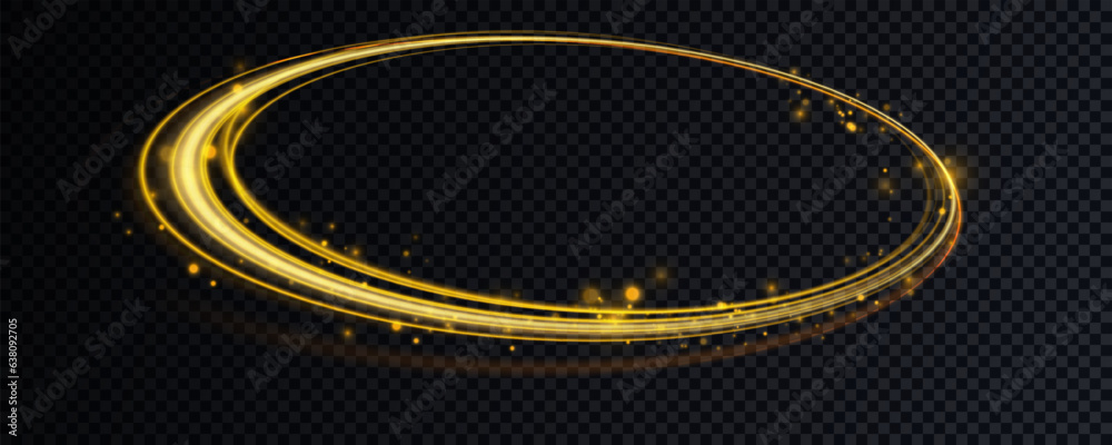 Luminous gold wavy line of light on a transparent background. Gold ...