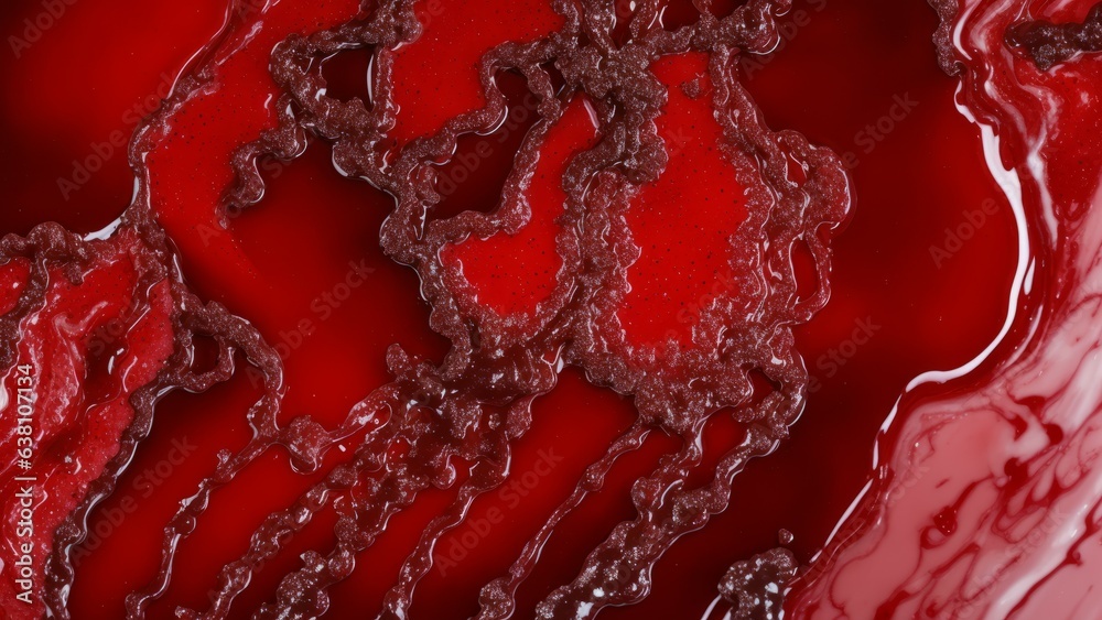 Red drip and melt flow, liquid drops and blots with smears, realistic ...