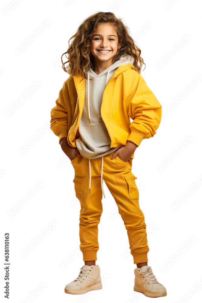 Full body portrait photo of happy stylish young kid girl on isolated ...