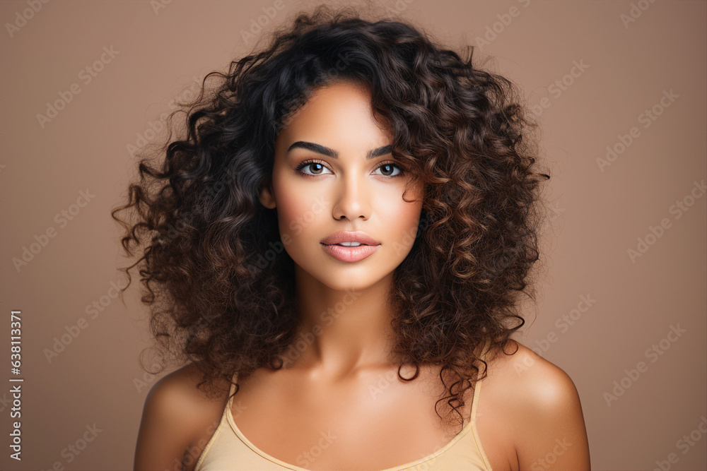 Generative IA picture portrait of young mixed race girl natural beauty ...