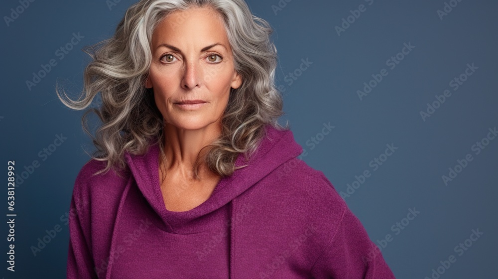 70 years old model posing for the colors of life. Aging woman standing ...
