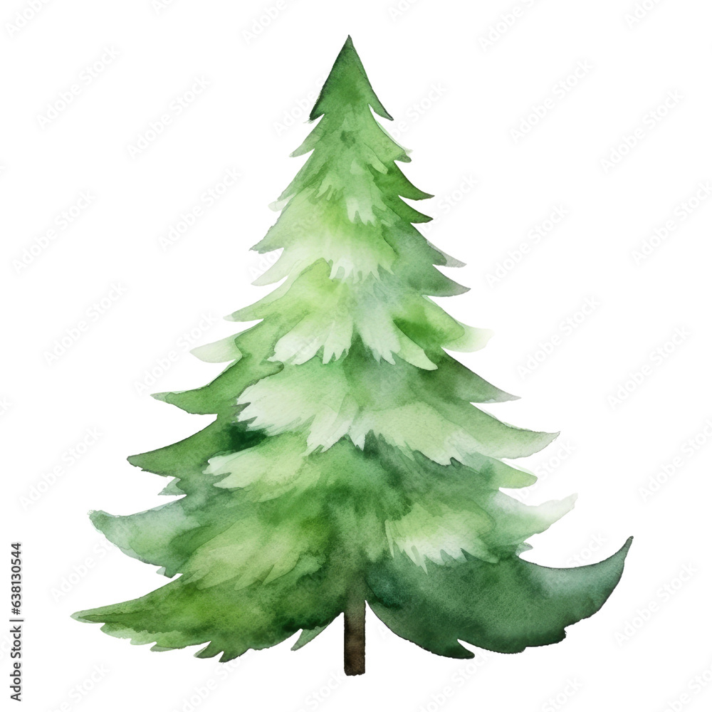 Christmas tree watercolor illustration. clipart for design. elements ...