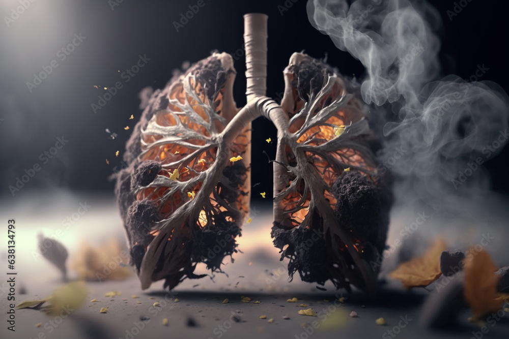 Human smoker lungs, stop smoking, no tobacco, harmful effects of ...