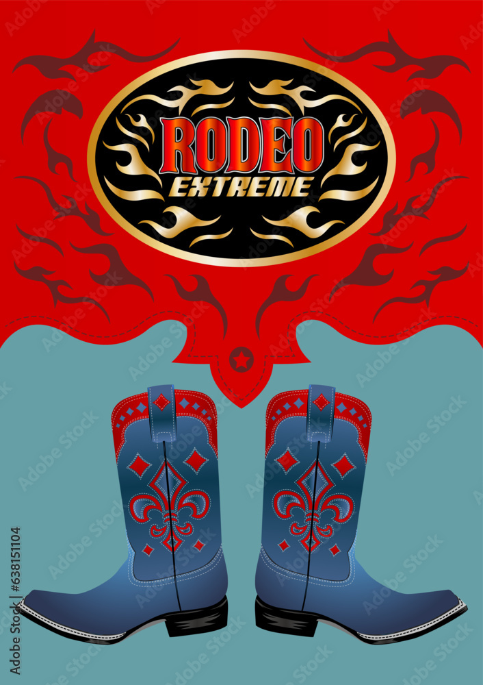 Rodeo extreme post design with cowboy boots and flames ready for your ...