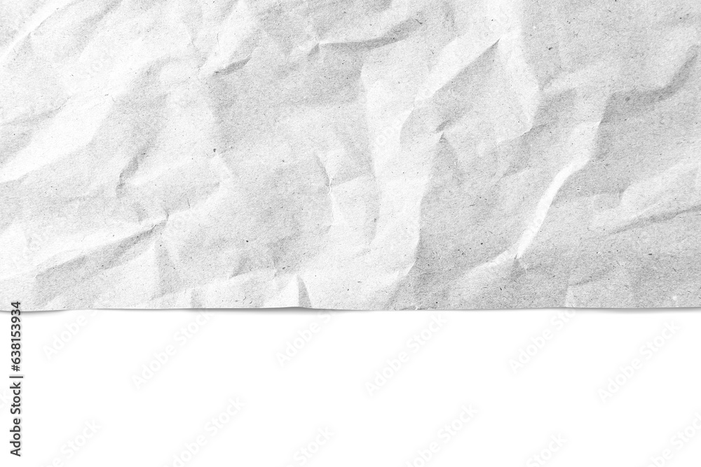 Recycled crumpled white paper texture with edge, border isolated on ...