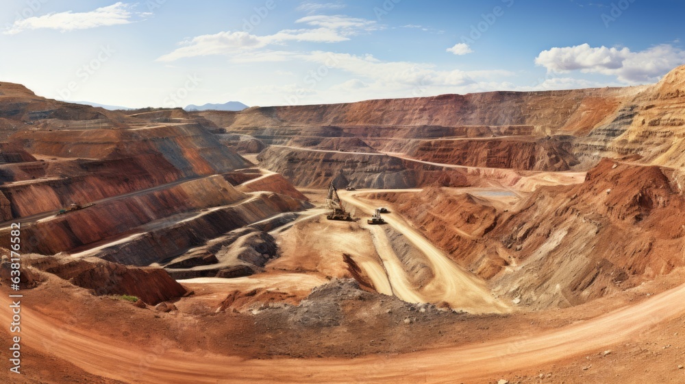 landscape scarred by open pit mining, a vivid representation of land ...