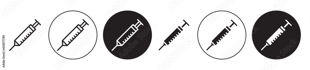 Syringe vector Icon set. inject needle symbol. vaccine injection ...