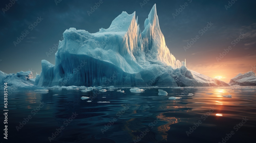 iceberg melting due to global warming, symbolizing climate change and ...