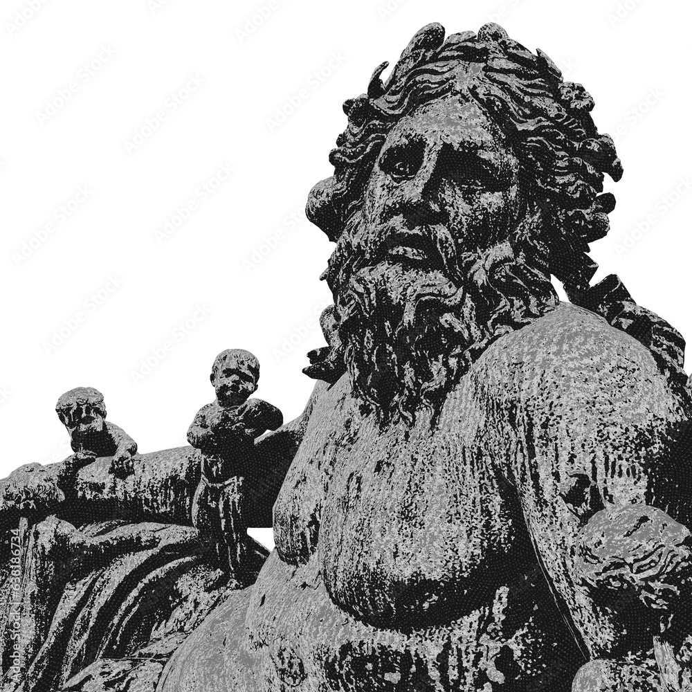 Vintage illustration sculpture of Nilus. God of the Nile river Stock ...