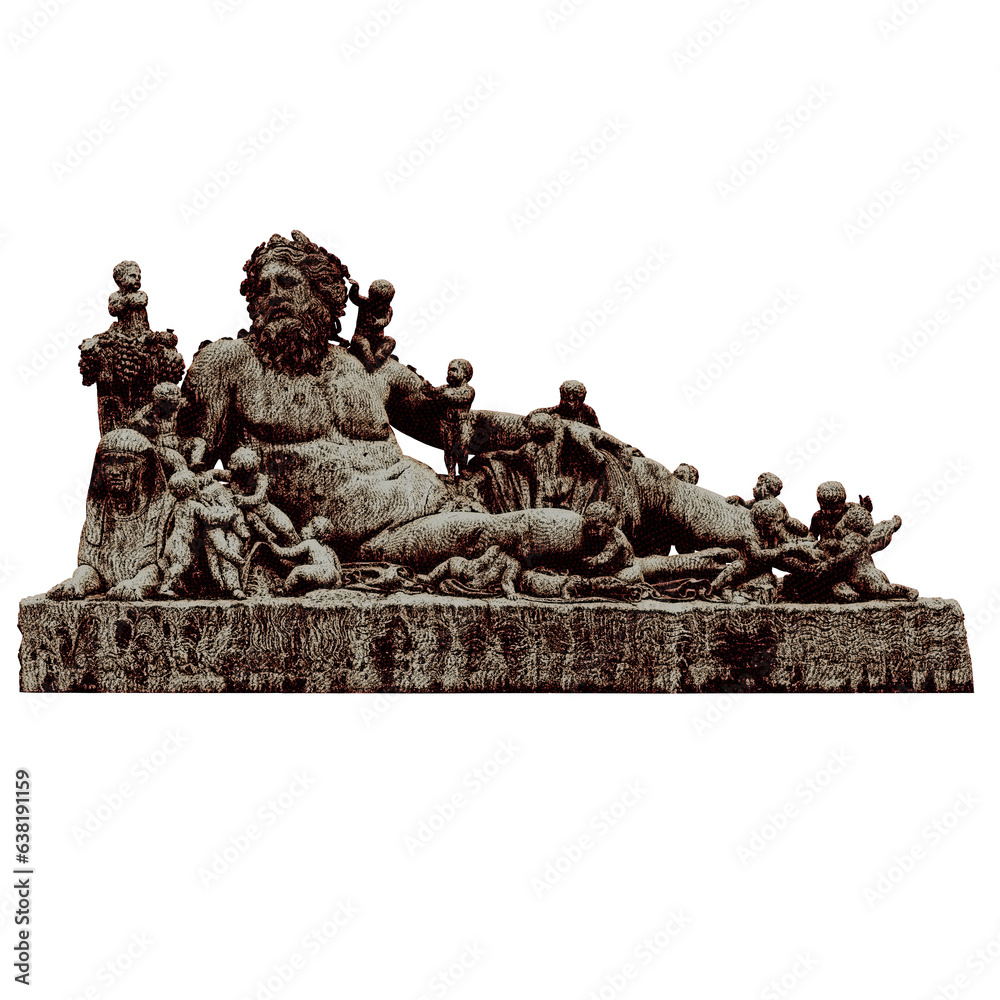 Vintage illustration sculpture of Nilus. God of the Nile river Stock ...