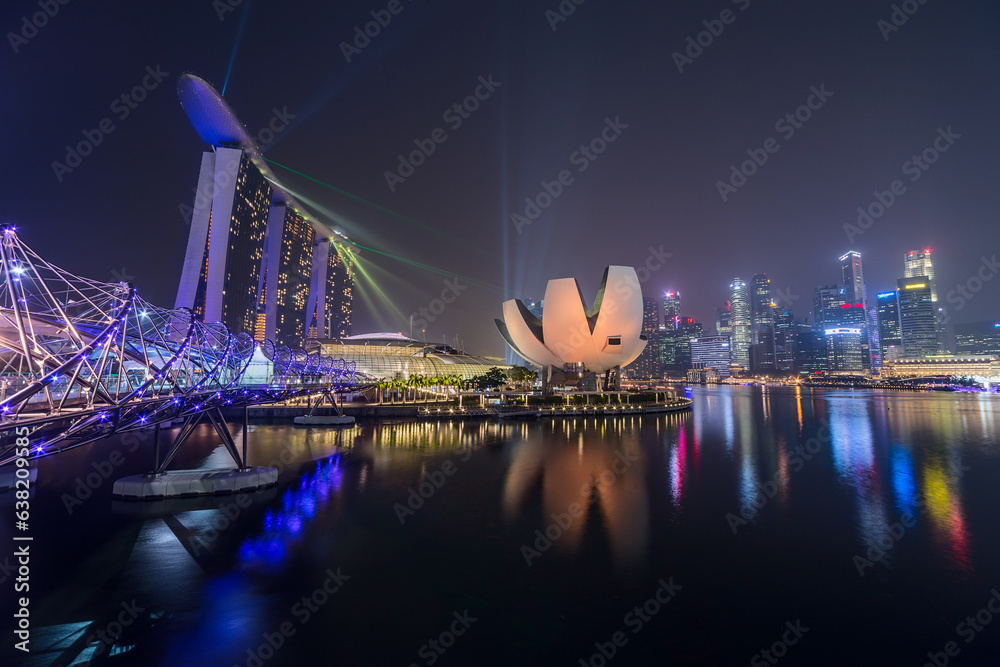 SINGAPORE, SINGAPORE - CIRCA SEPTEMBER 2023: Singapore city lights ...