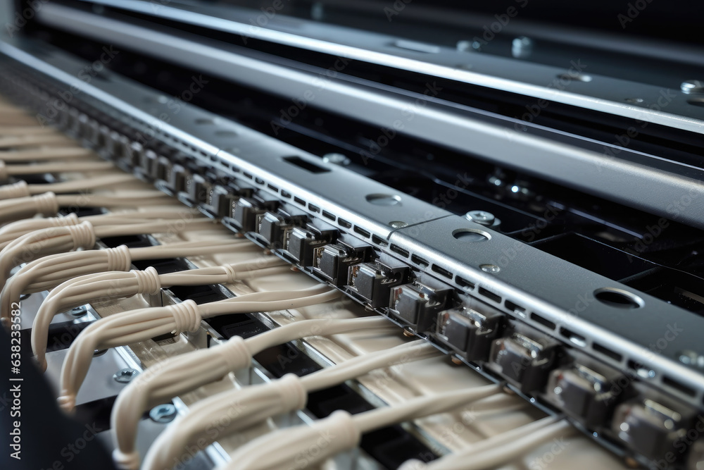 Foto de A captivating view of a meticulously organized metallic cable ...