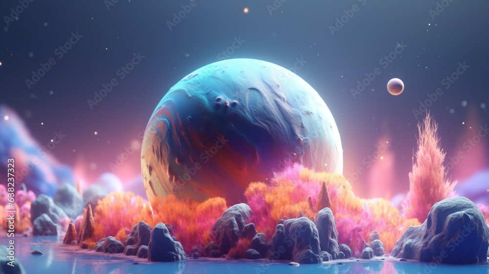 Planet beautiful space 3d rendering elements Stock Photo | Adobe Stock