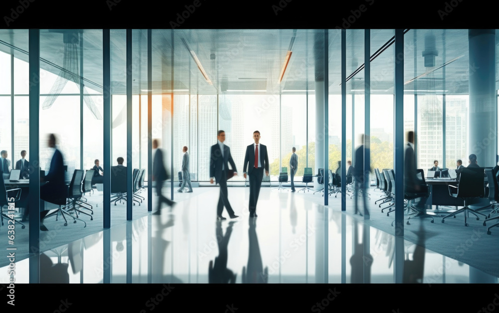 Dynamic Modern Office Environment: A bustling large office workplace ...