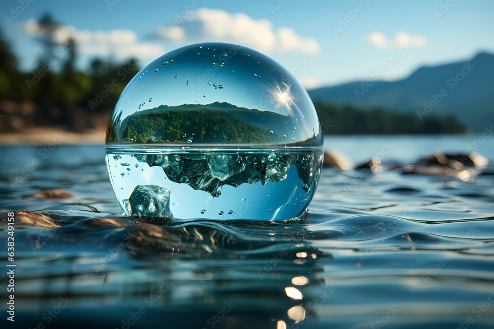 Reflections of Unity Glass Ball on Lake Mirroring Mountains - A Symbol ...