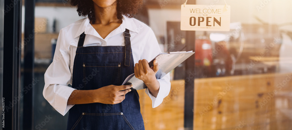 Startup successful small business owner sme beauty girl stand with ...