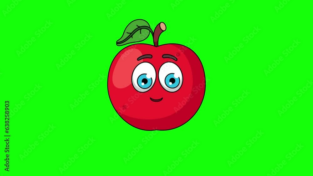 apple cartoon character with saluting face, emoji emoticon animation ...