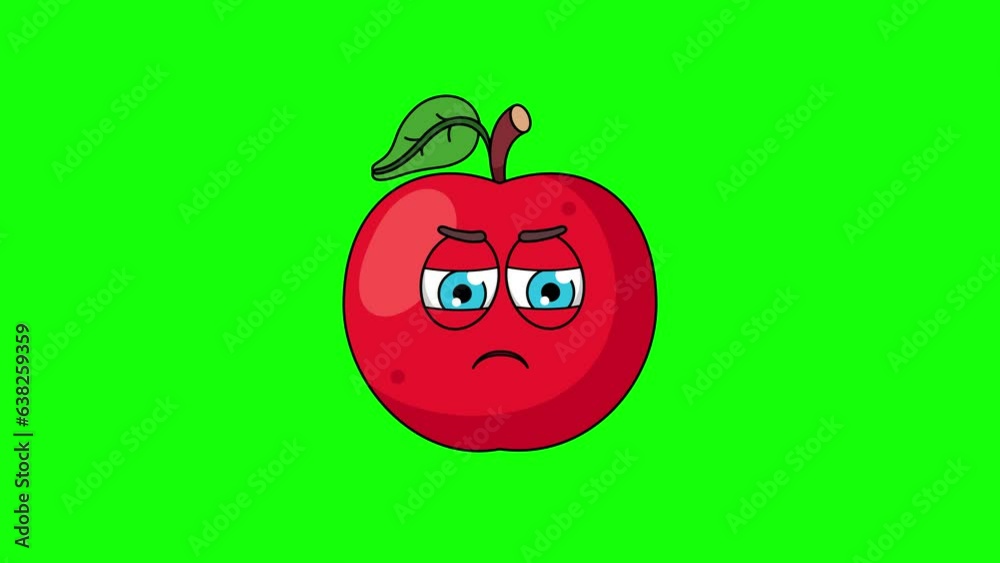Angry emoticon of apple fruit character, loop animation emoji Stock ...
