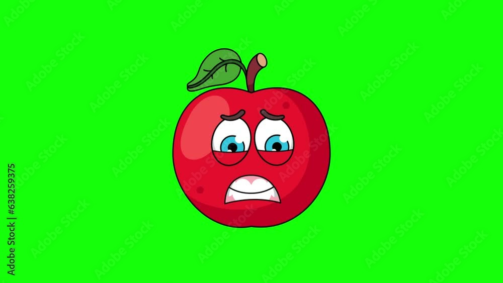 apple fruit cartoon with face screaming in fear, emoji emoticon ...