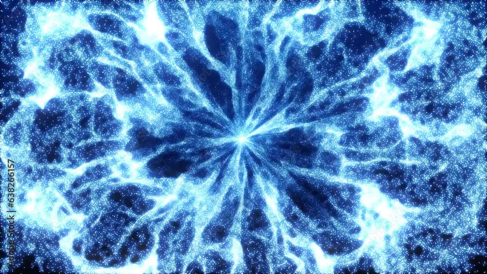 Blue background live animation. Chaotic movement of neon quicksand . A ...