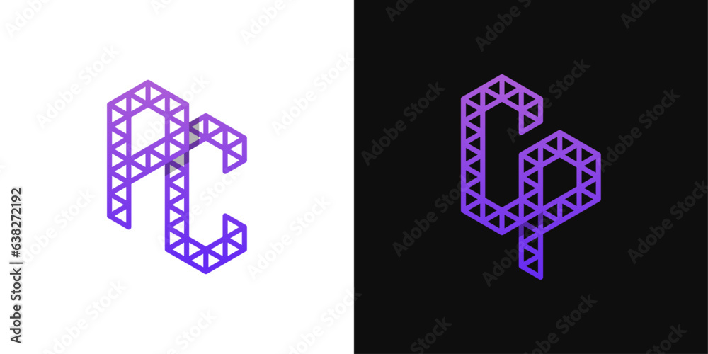 Letters CP and CP Polygon Logo Set, suitable for business related to ...