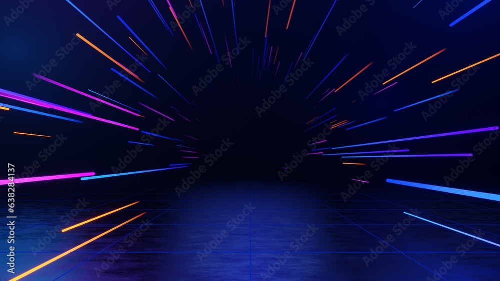 3d technology abstract neon light background, empty space scene ...