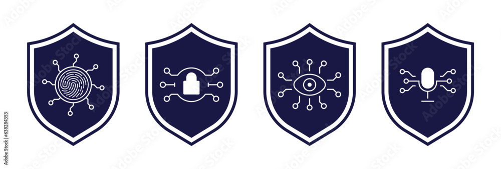 security shield icon pack, security shield logo with fingerprint ...