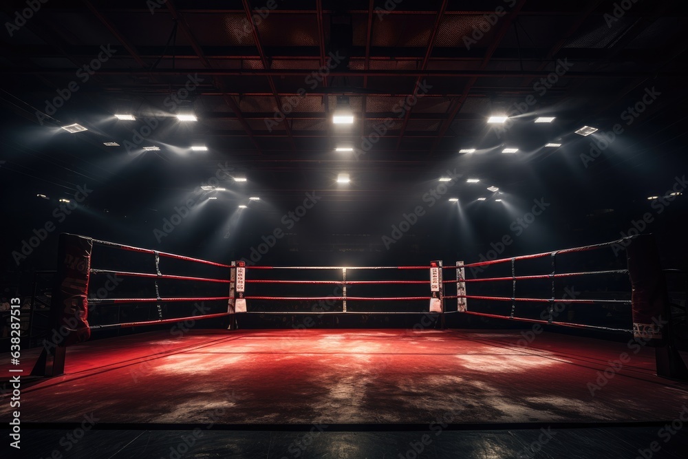 boxer arena. Isolated empty boxing ring with light. Generative ai Stock ...