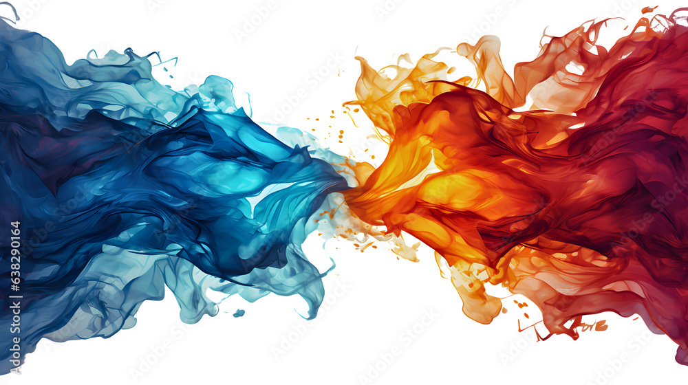 Fire vs Water color splash in transparent background, PNG, Generative ...