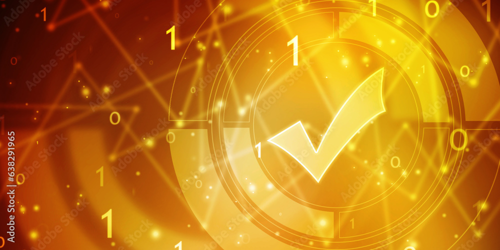 Check mark symbol in digital background, Technology abstract background ...