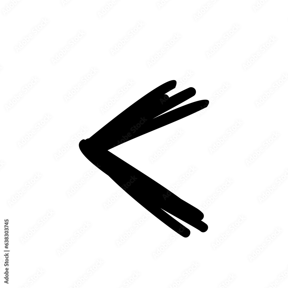 Left angle bracket brush stroke in doodle brush hand drawn style ...