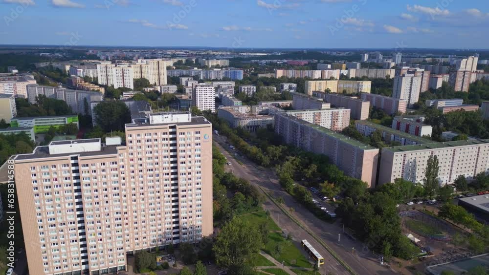 Perfect aerial top view flight Large panel system building Apartment ...