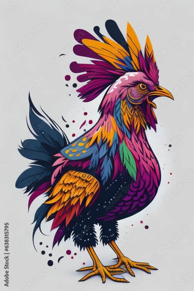 A detailed illustration of a Chicken for a t-shirt design, wallpaper ...