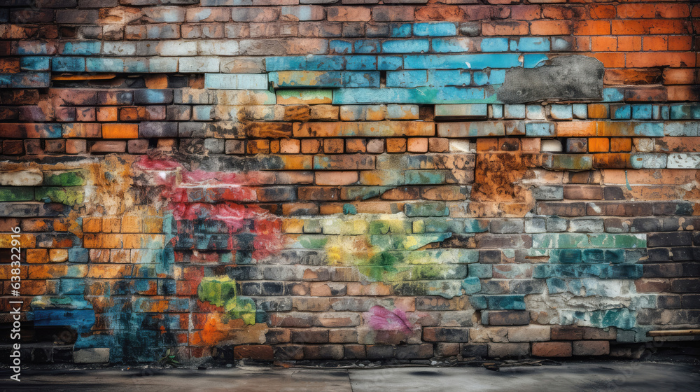 Wall texture with colorful graffiti remains on the stones Stock ...