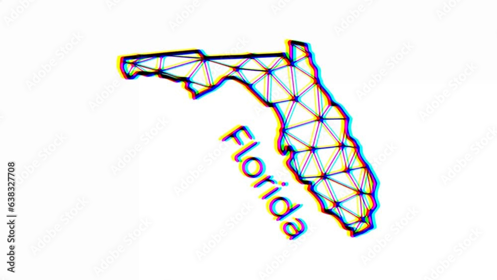 Florida state map animation in polygonal style with glitch effect, 4k ...