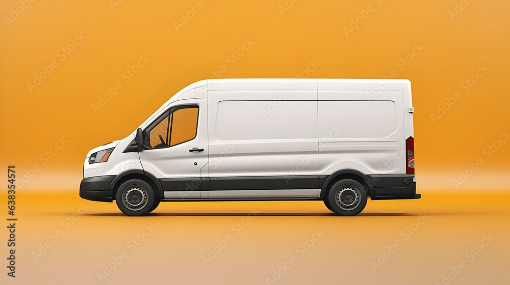 Clean blank white delivery van isolated on empty background, side view ...