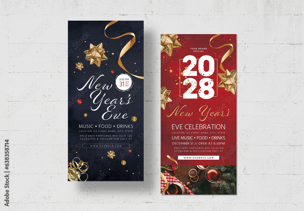 NYE New Years Eve Flyer DL Card Layout Stock Template | Adobe Stock