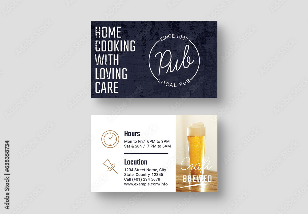 Local Pub Business Card Layout Stock Template | Adobe Stock