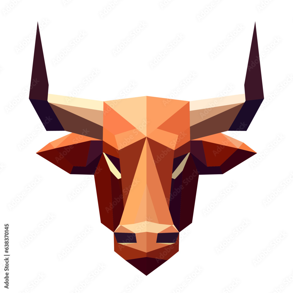 Ox head logo template vector illustration , Polygonal geometric 3d ox ...