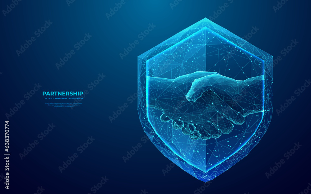 Safe deal concept in futuristic low poly wireframe style. Abstract ...
