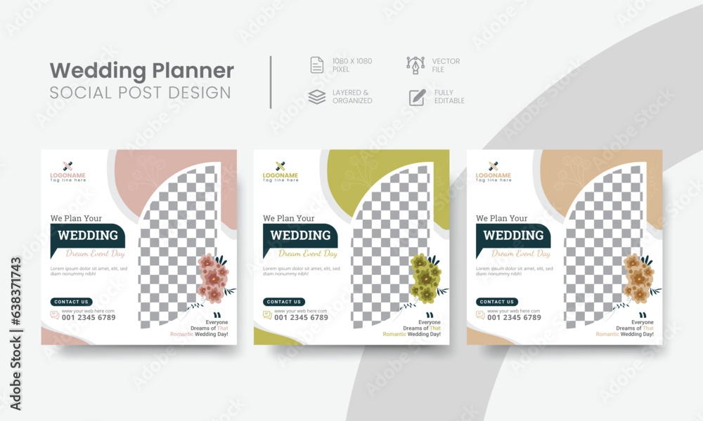 Luxurious Wedding planner social media post for event management online ...