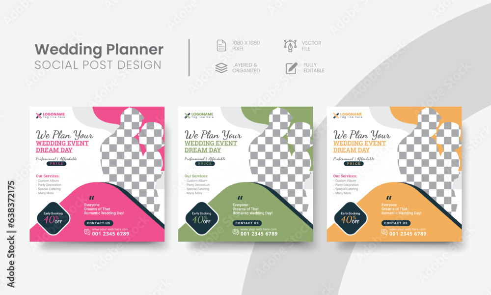 Luxurious Wedding planner social media post for event management online ...
