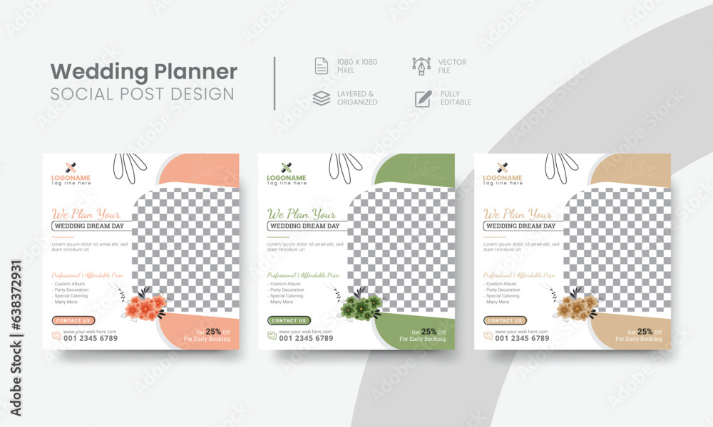 Luxurious Wedding planner social media post for event management online ...