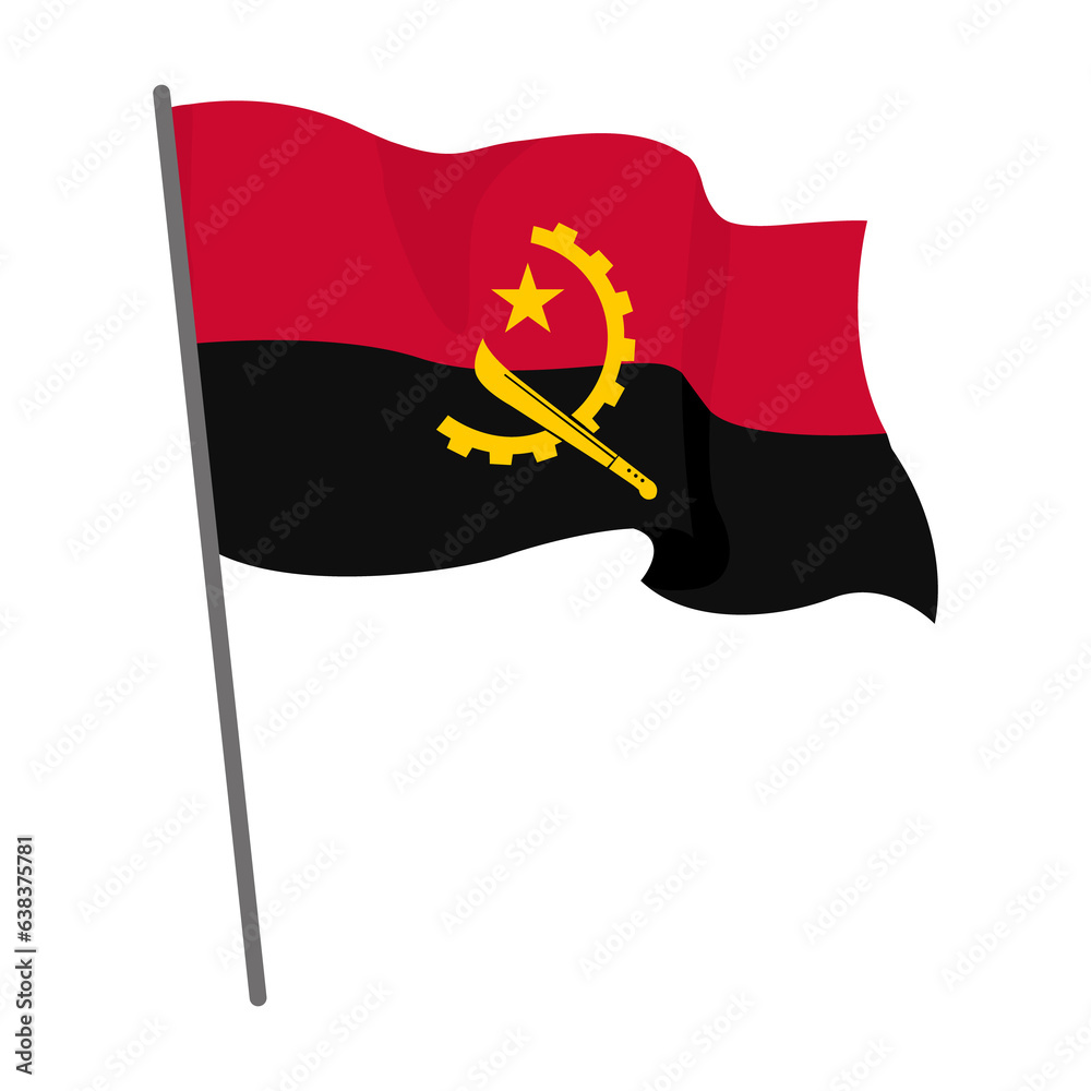 Flag Angola is flying. Official flag Angola flies of flagpole ...