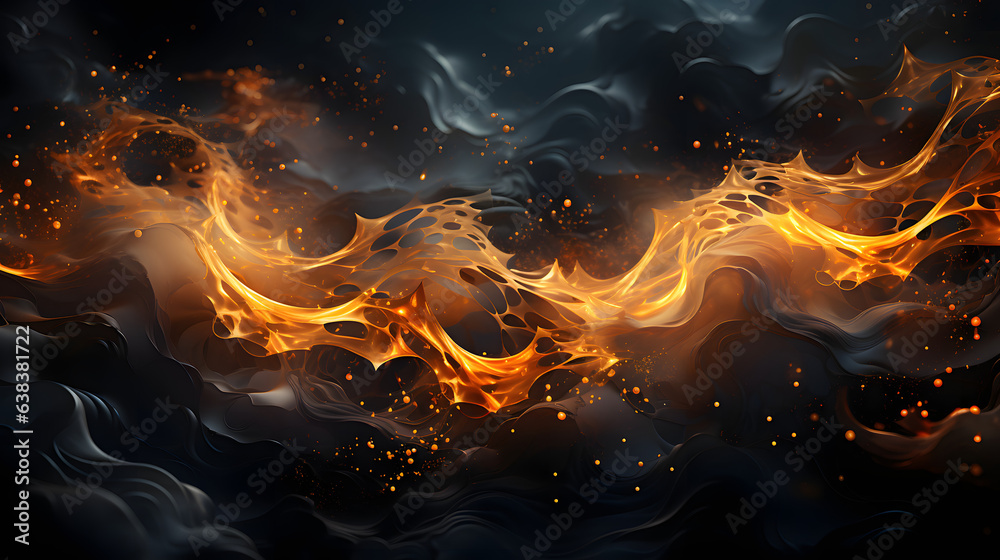 Curate layered designs with ember-like particle motifs. Apply burn ...