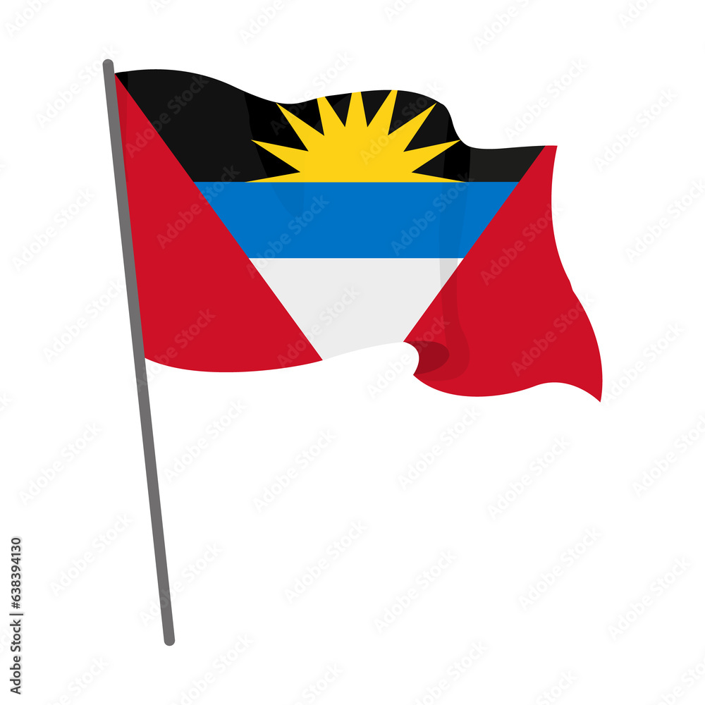 Flag Antigua is flying. Official flag Antigua flies of flagpole ...